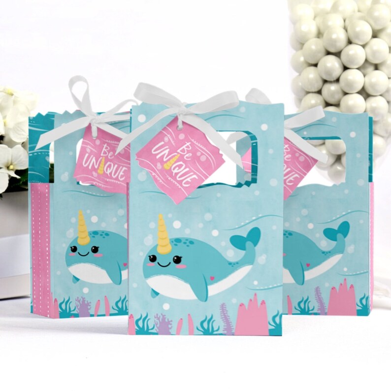 Narwhal Girl - Under the Sea Baby Shower or Birthday Party Favor Boxes ...