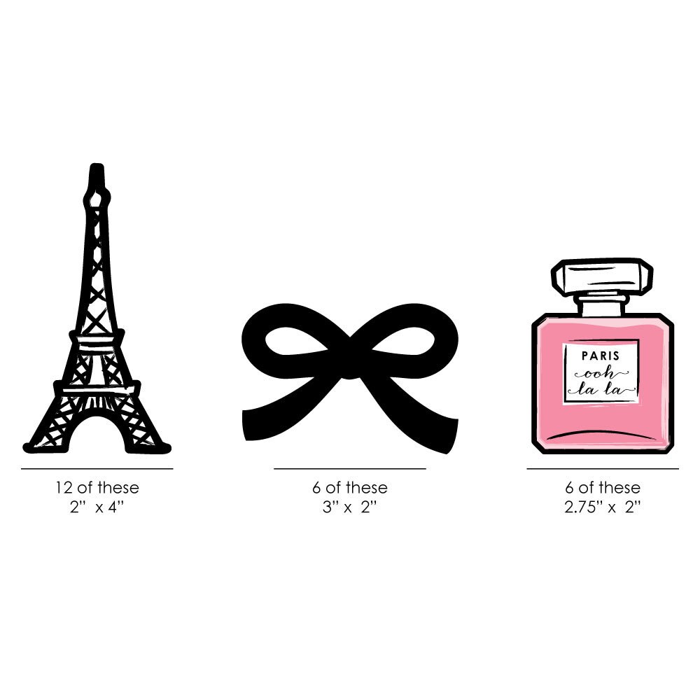 24 Pc. Small Paris DIY Shaped Paper Cut Outs Baby Shower or | Etsy