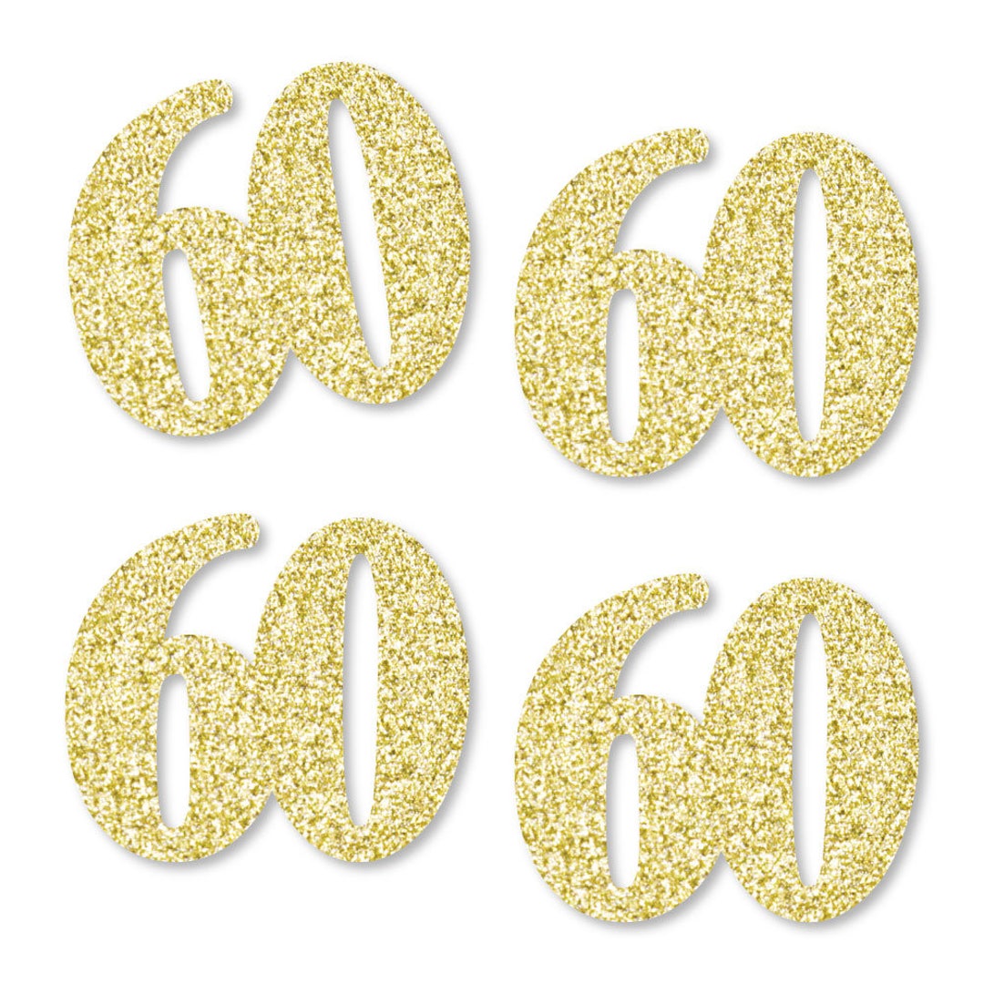 Gold Glitter 60 - No-mess Real Gold Glitter Cut-out Numbers - 60th ...
