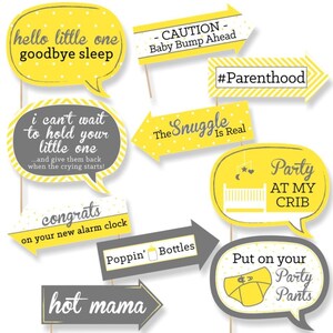 Funny Hello Little One Baby Shower Photo Booth Props - Gender Neutral ...