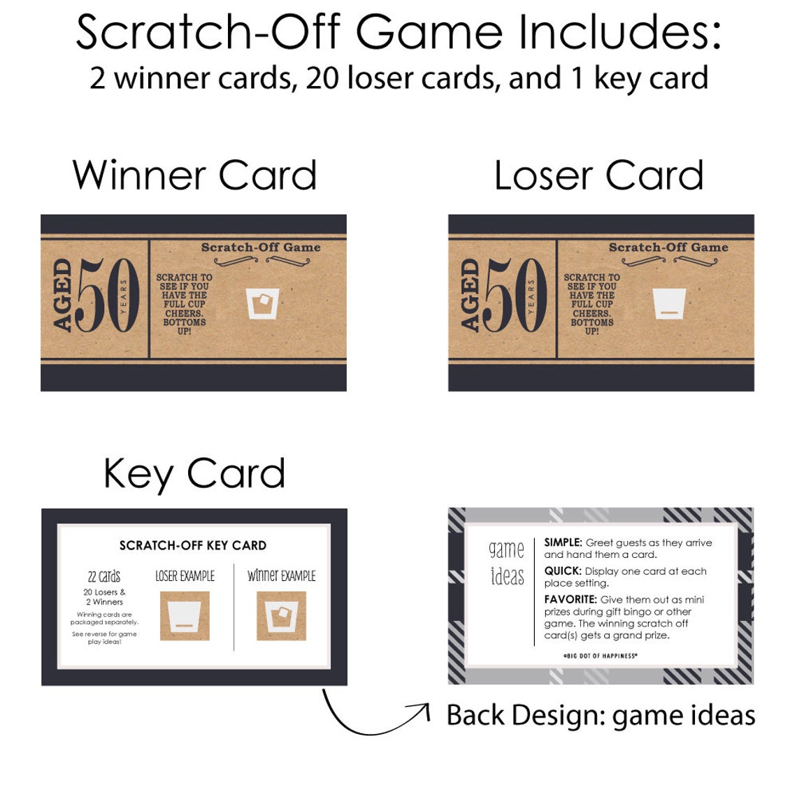 50th Milestone Birthday Party Scratch off Game Birthday - Etsy