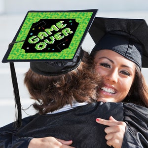 Game Over - Video Game Graduation Cap Decorations Kit - Grad Cap Cover ...