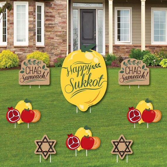 Sukkot - Yard Sign and Outdoor Lawn Decorations - Sukkah Jewish Holiday ...