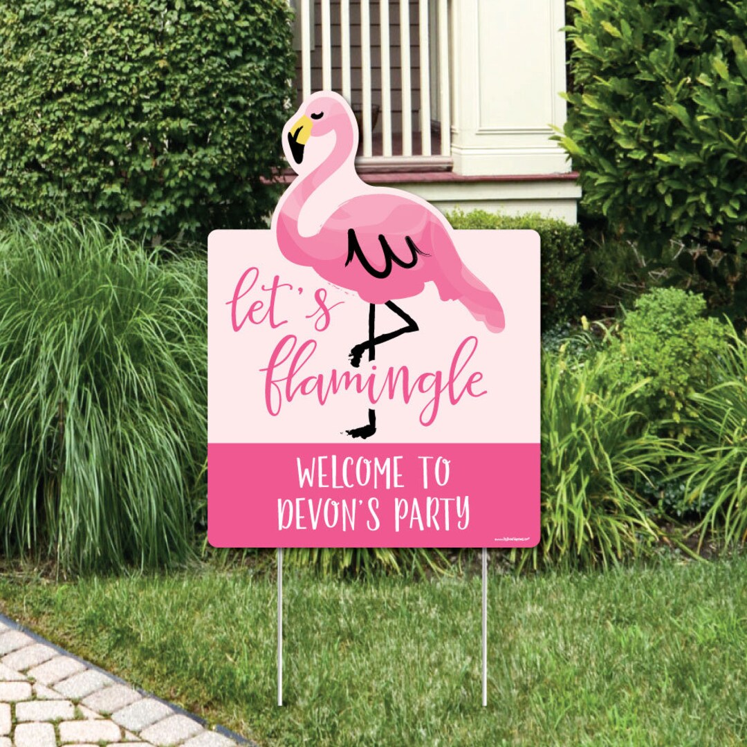 Pink Flamingo Welcome Yard Sign - Birthday, Baby or Bridal Event ...