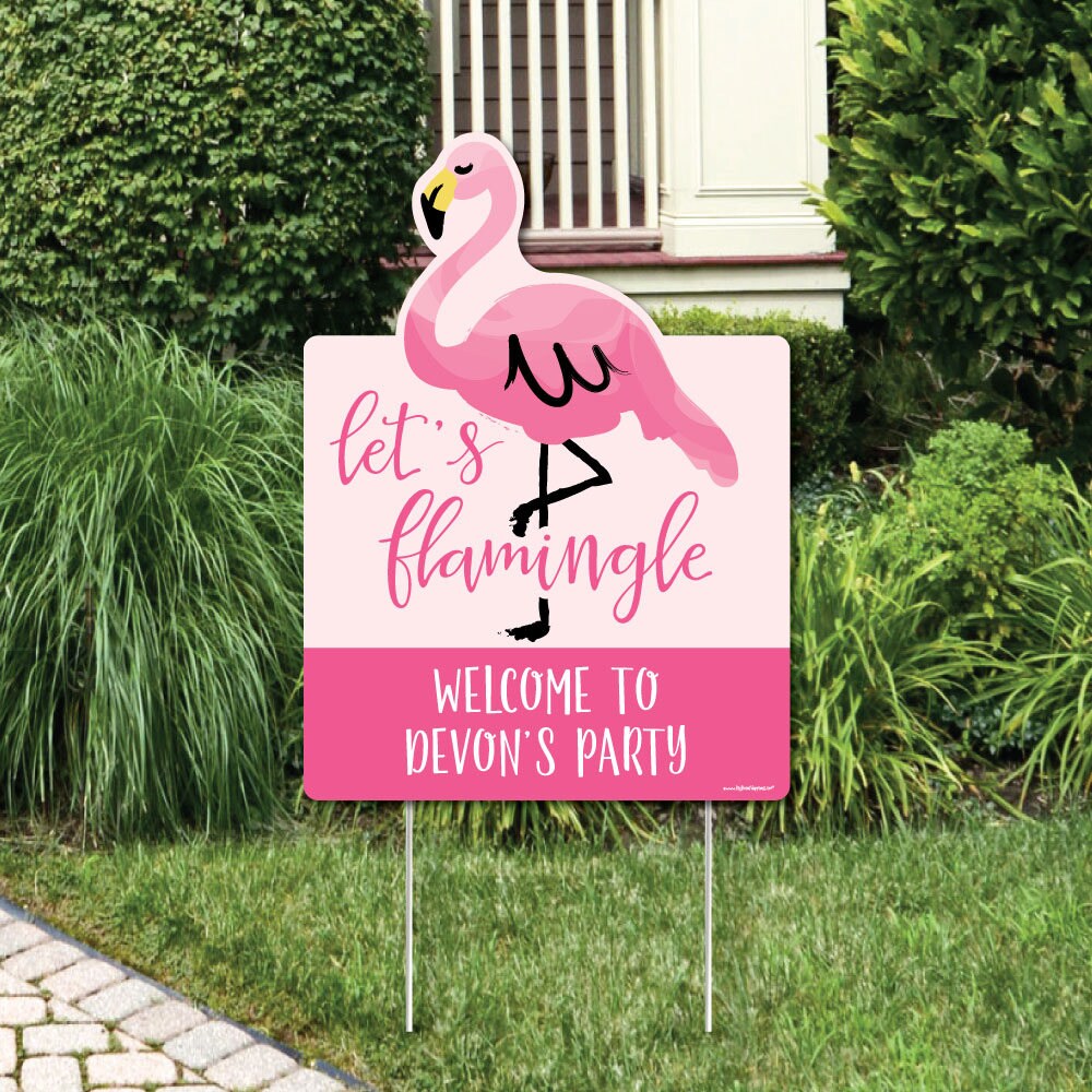 Pink Flamingo Welcome Yard Sign Birthday Baby or Bridal | Etsy