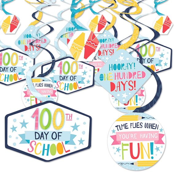 Happy 100th Day of School - 100 Days Party Hanging Decor - Party ...