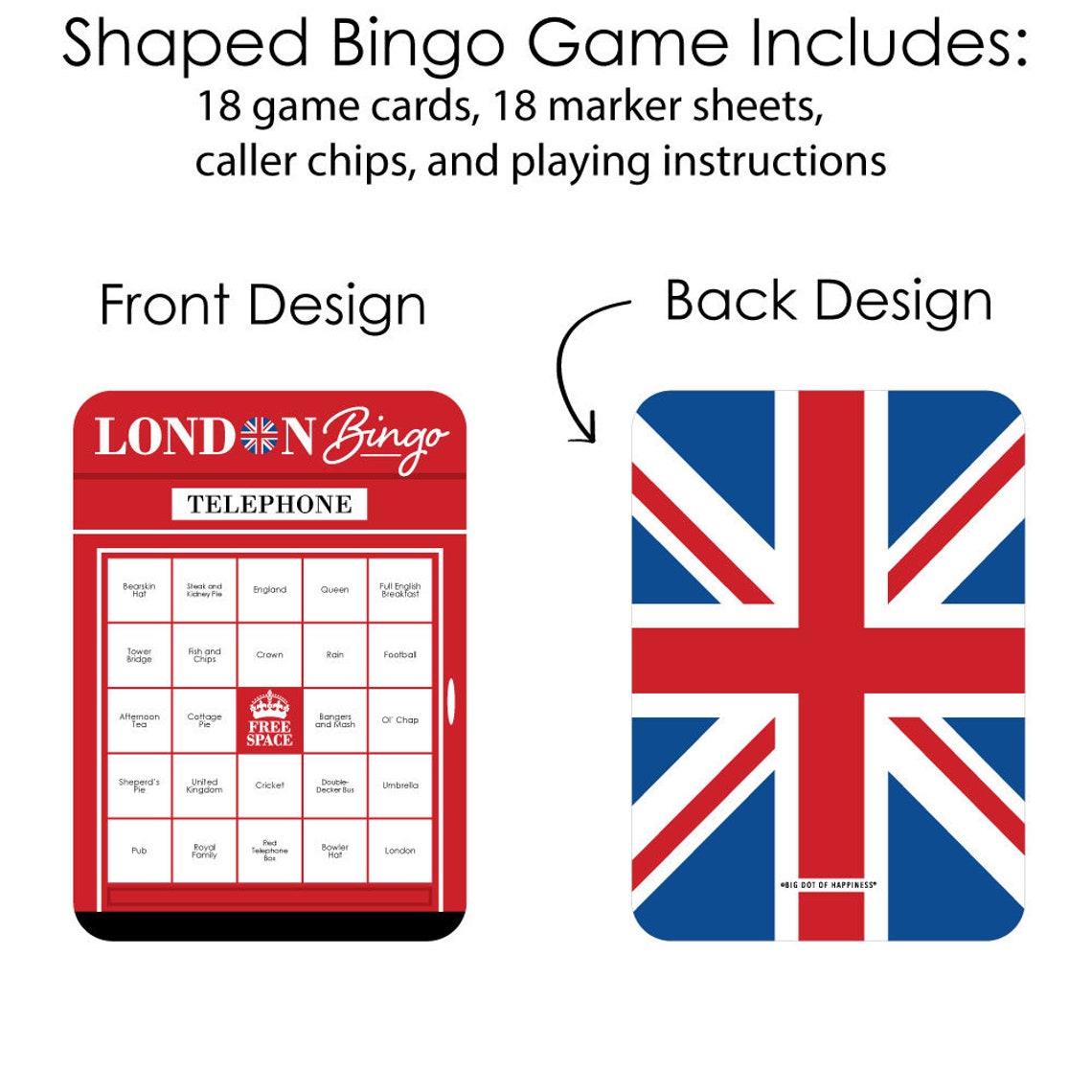 Cheerio London Bingo Cards and Markers British UK Party - Etsy