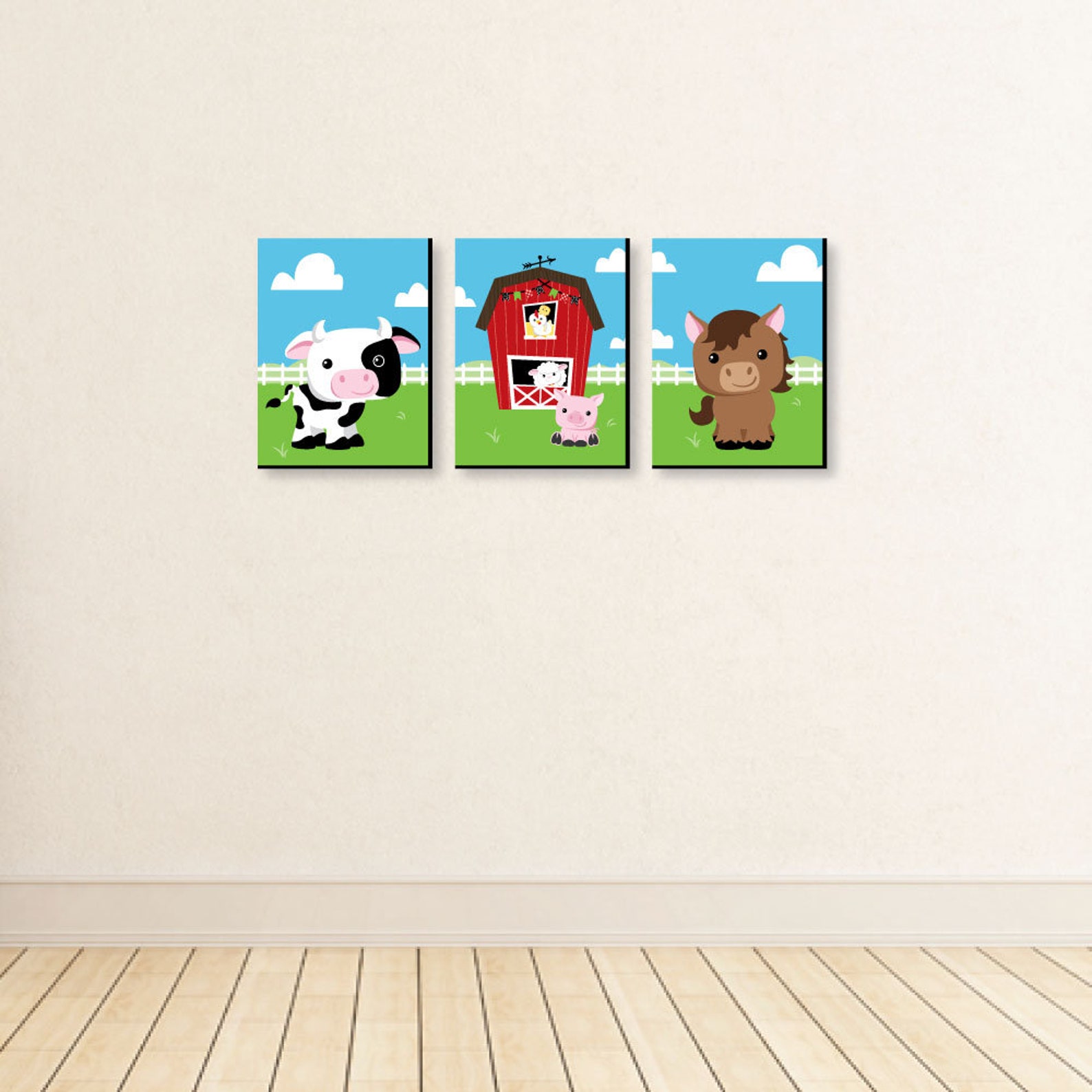 Farm Animals Kids Room, Nursery & Home Décor 7.5 X 10 Kids Wall Art ...