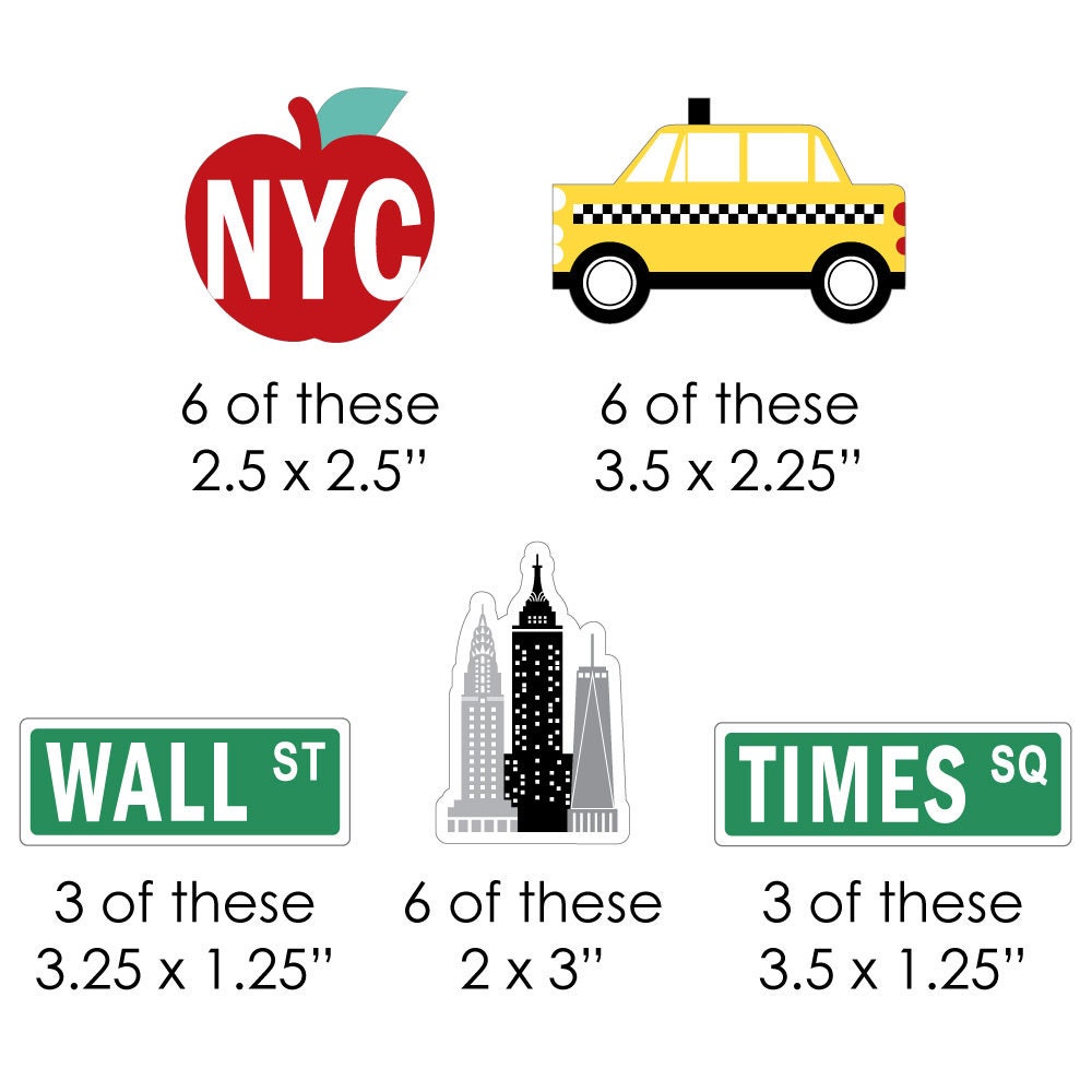 NYC Cityscape - DIY Shaped New York City Party Cut-outs - 24 Count - Etsy