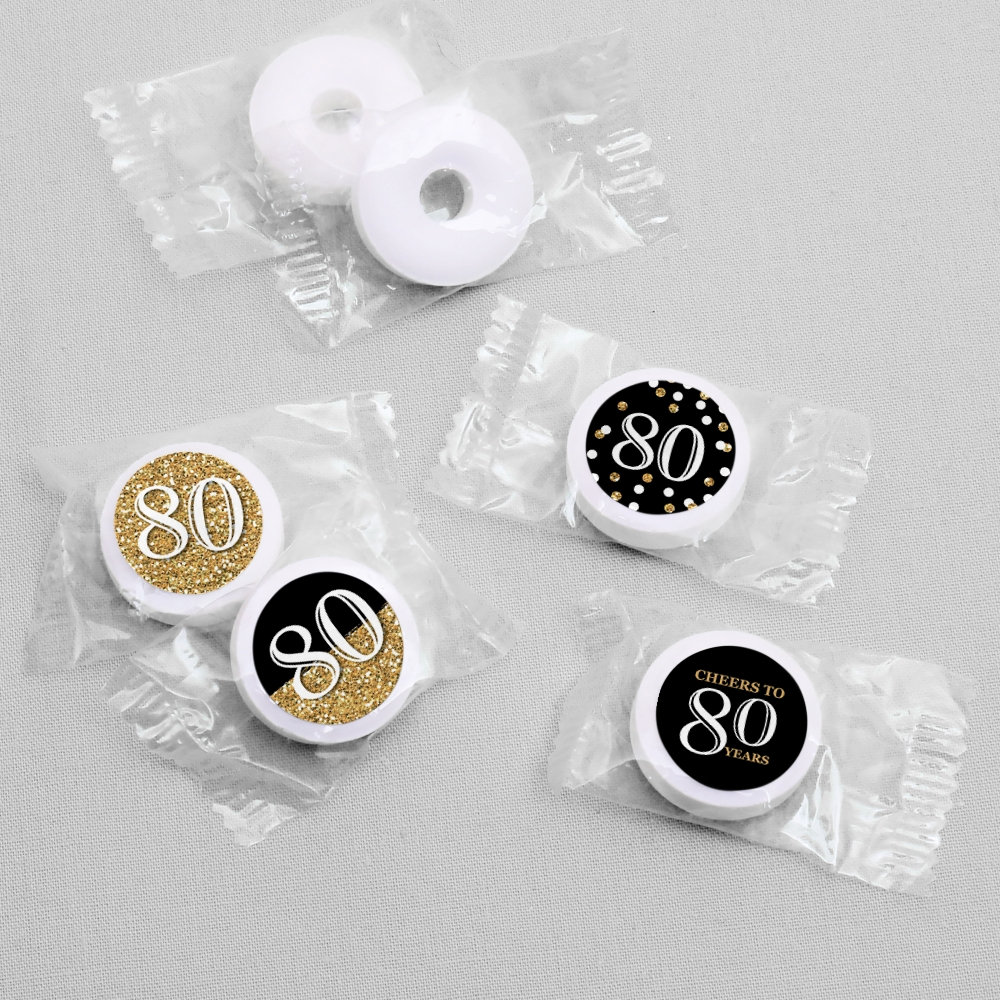Adult 80th Birthday Gold Round Candy Sticker Party Favors - Etsy