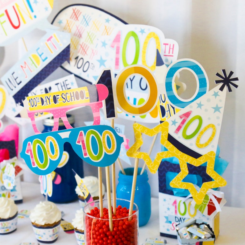 Happy 100th Day of School Glasses - Paper Card Stock 100 Days Party ...