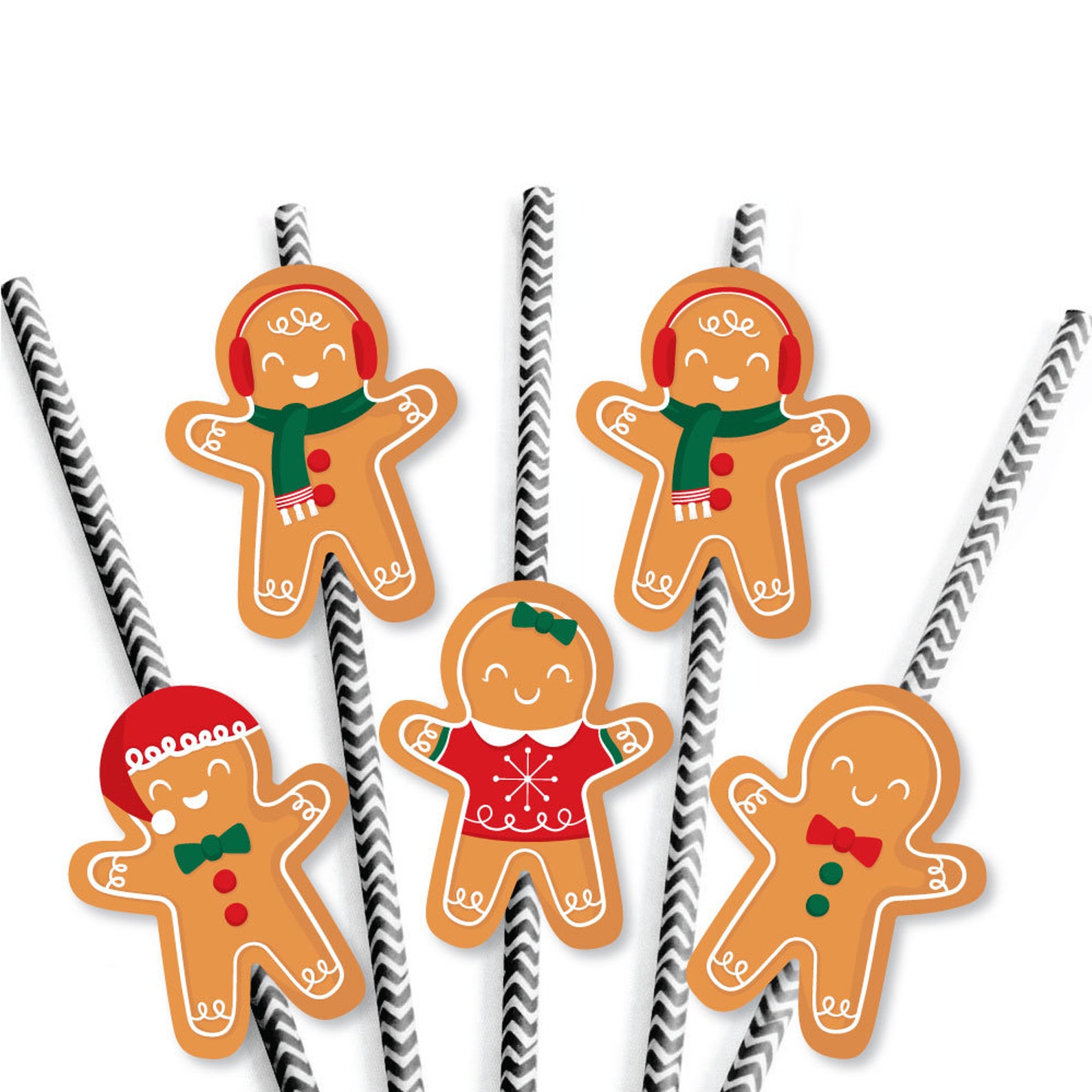 Gingerbread Christmas Paper Straw Decor Gingerbread Man - Etsy