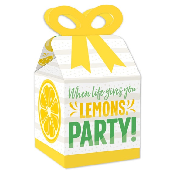 So Fresh - Lemon - Square Favor Gift Boxes - Citrus Lemonade Party Bow ...