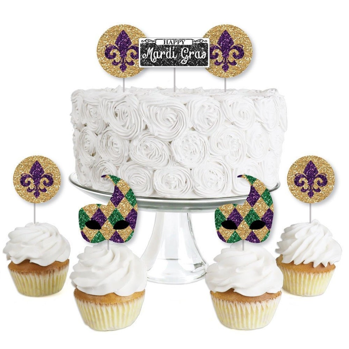 Mardi Gras Dessert Cupcake Toppers Masquerade Party Clear - Etsy
