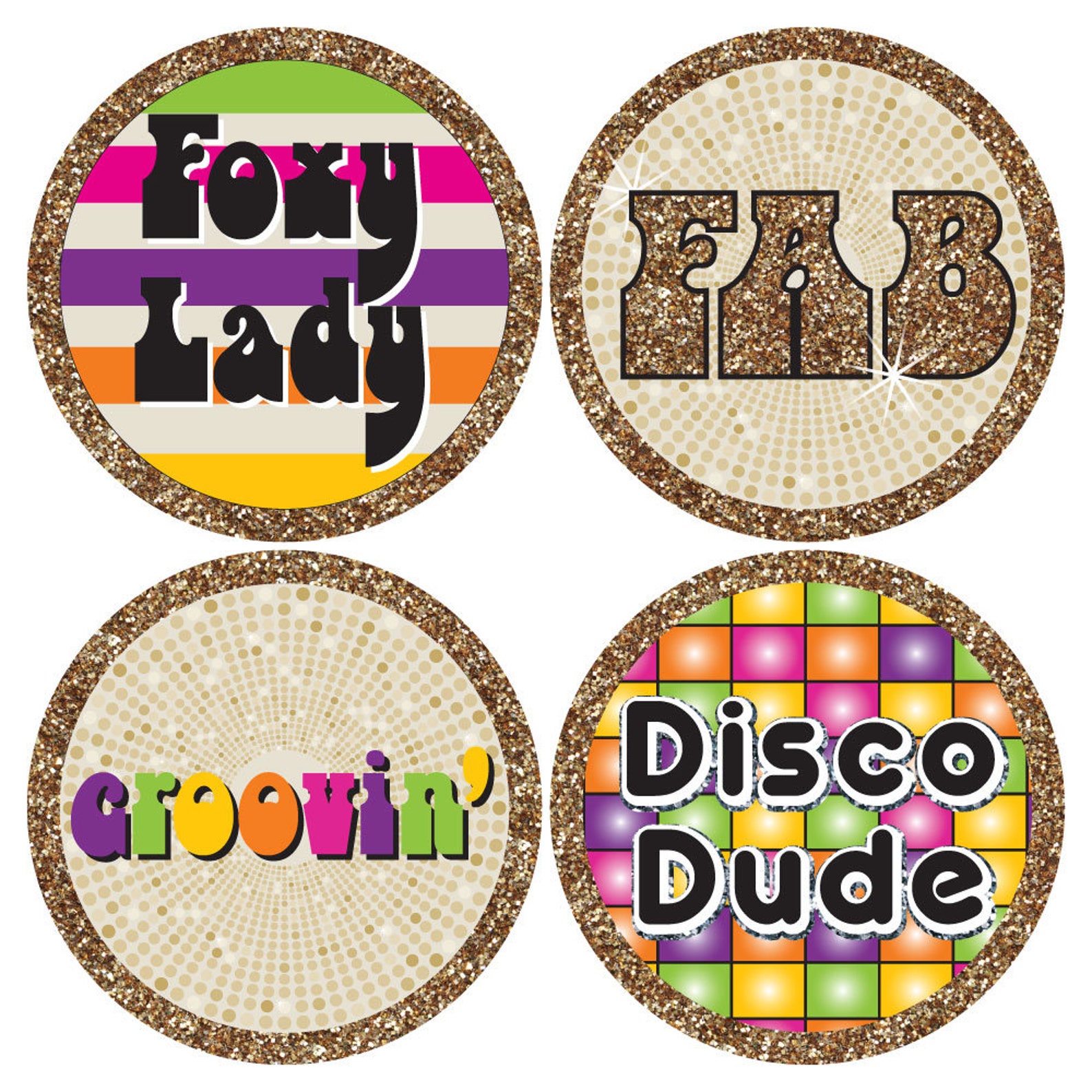 70's Disco Party Name Badges Set of 12 1970s Disco Fever - Etsy