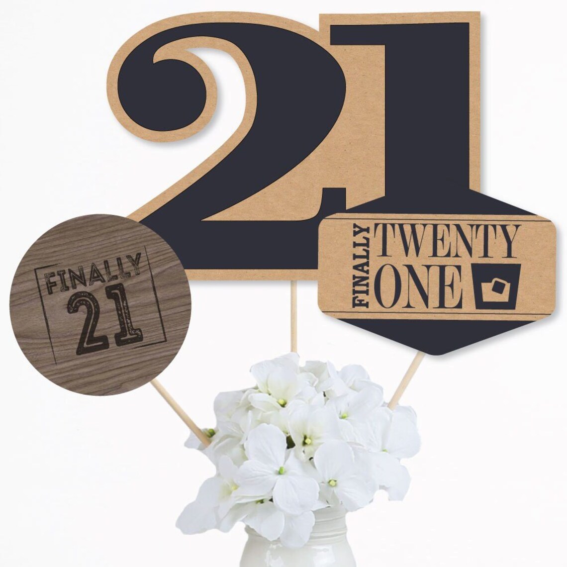 Finally 21 Birthday Centerpiece Sticks Twenty First - Etsy