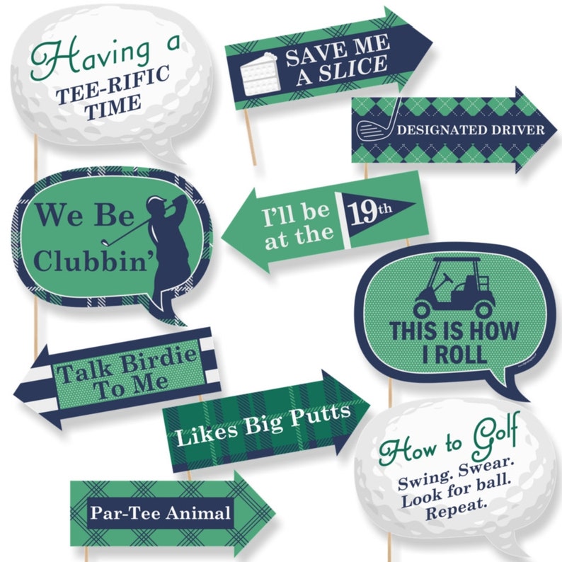 Funny Golf Photo Booth Props - Par-tee Time Golf Photobooth Prop Kit ...