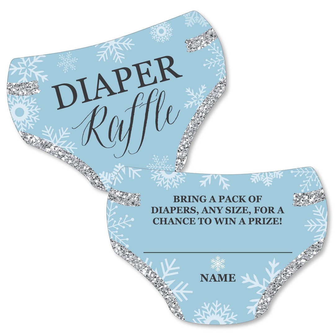 Winter Wonderland - Diaper Shaped Raffle Ticket Inserts - Snowflake ...
