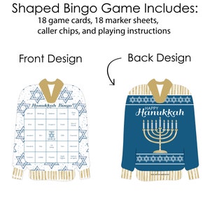 Happy Hanukkah - Bingo Cards and Markers - Chanukah Shaped Bingo Game ...