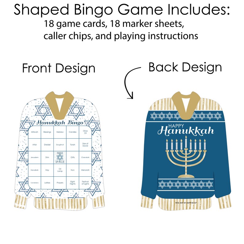 Happy Hanukkah Bingo Cards and Markers Chanukah Shaped - Etsy