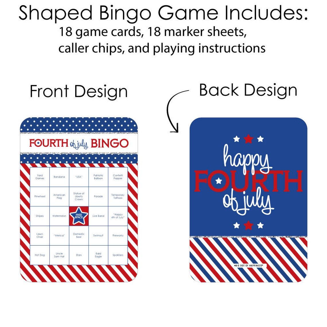 4th of July Bar Bingo Cards and Markers Independence Day | Etsy