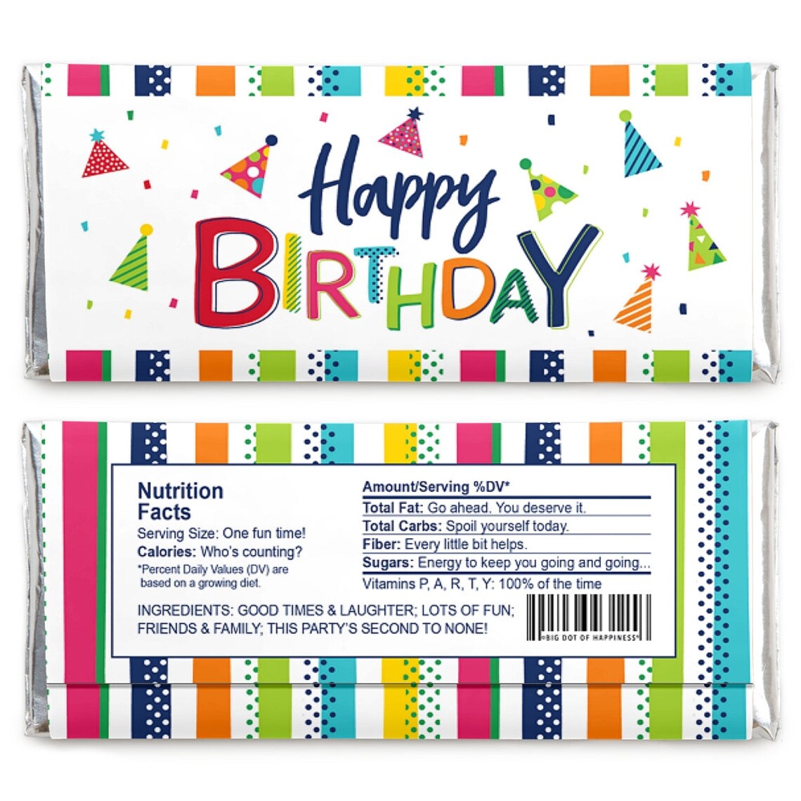 Cheerful Happy Birthday Candy Bar Wrapper Colorful Birthday - Etsy