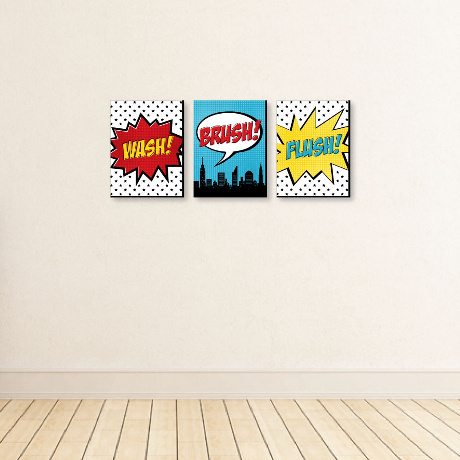 BAM! Superhero - Kids Bathroom Rules Wall Art Décor - 7.5” X 10” Kids ...
