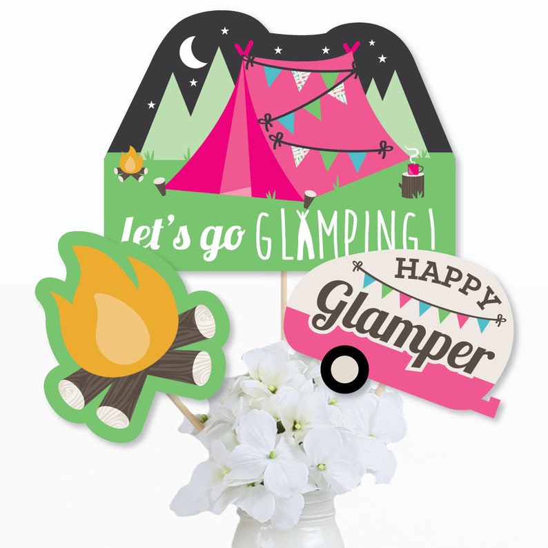 Let's Go Glamping - Centerpiece Sticks - Camp Glamp Party Table Toppers ...