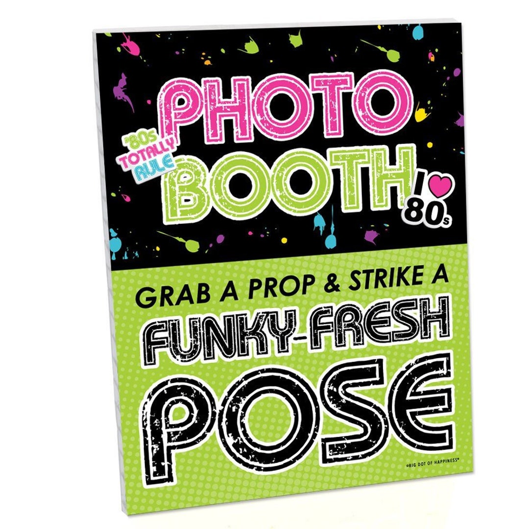 80’s Retro Photo Booth Sign - Totally 1980s Party Decor - Printed on ...