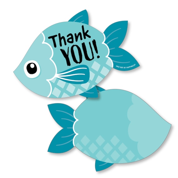 Let’s Go Fishing - Shaped Thank You Cards - Fish Themed Birthday Party ...