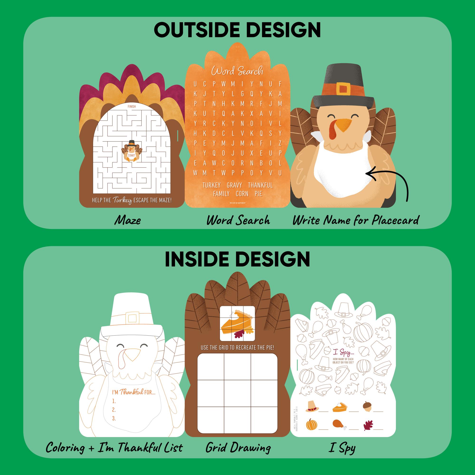 Thanksgiving Turkey Activity Books, Thanksgiving Games for Kids ...