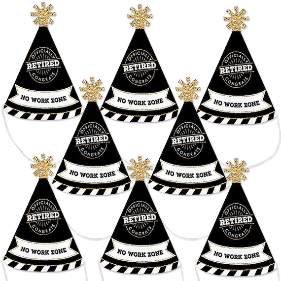 Happy Retirement - Mini Cone Retirement Party Hats - Small Little Party ...