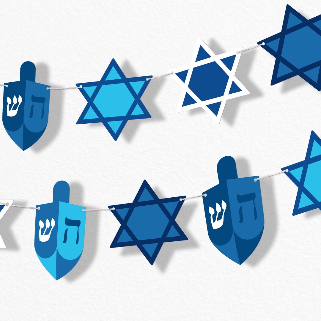 Hanukkah Garland Banner, Chanukah Holiday Party Decorations Backdrop ...