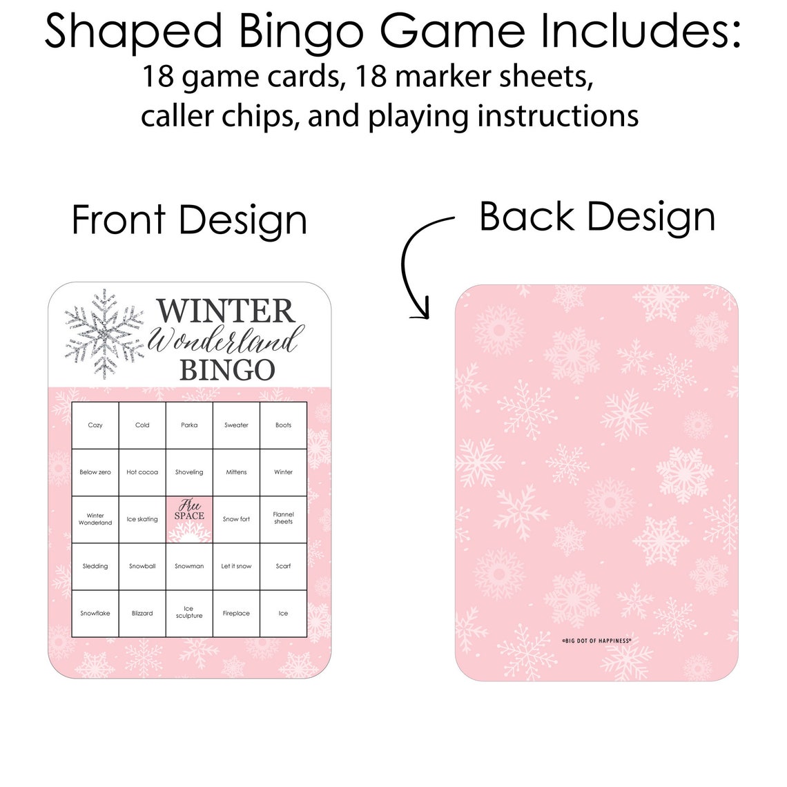 Pink Winter Wonderland Bingo Cards and Markers Holiday - Etsy