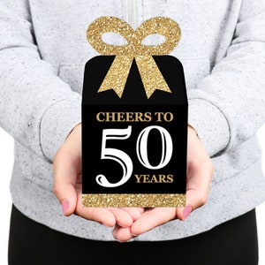 Adult 50th Birthday - Gold - Square Favor Gift Boxes - Birthday Party ...