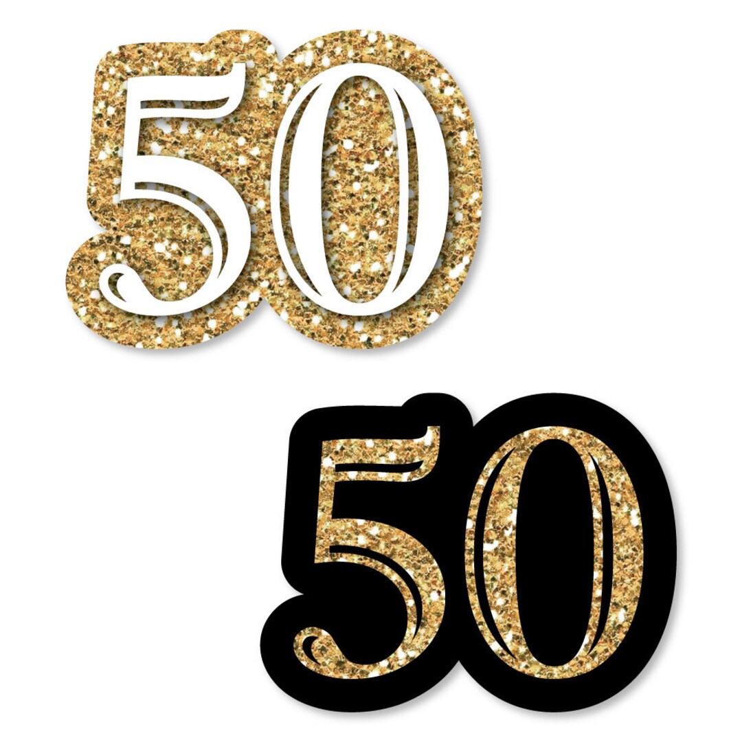 Small 50th Birthday DIY Shaped Paper Cut Outs - Adult 50th Birthday ...