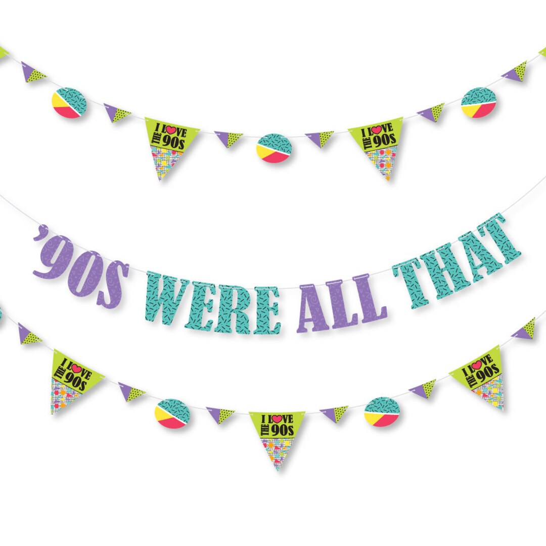 90's Throwback - 1990's Party Letter Banner Decoration - 36 Banner ...