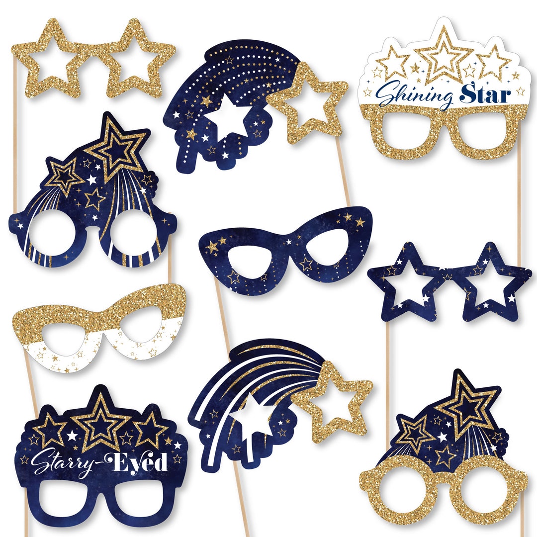 Starry Skies Glasses - Paper Card Stock Gold Celestial Party Photo ...