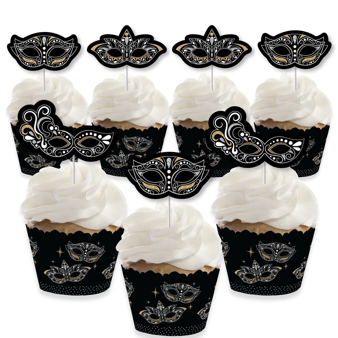 Masquerade - Cupcake Decoration - Venetian Mask Party Cupcake Wrappers ...
