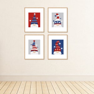 Patriotic Gnomes - Unframed Memorial Day, 4th of July and Labor Day ...