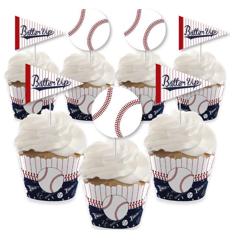 Batter Up Baseball Cupcake Decoration Baby Shower or | Etsy