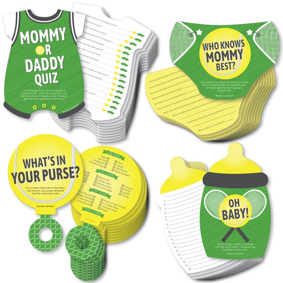 You Got Served - Tennis - 4 Tennis Ball Baby Shower Games - 10 Cards ...