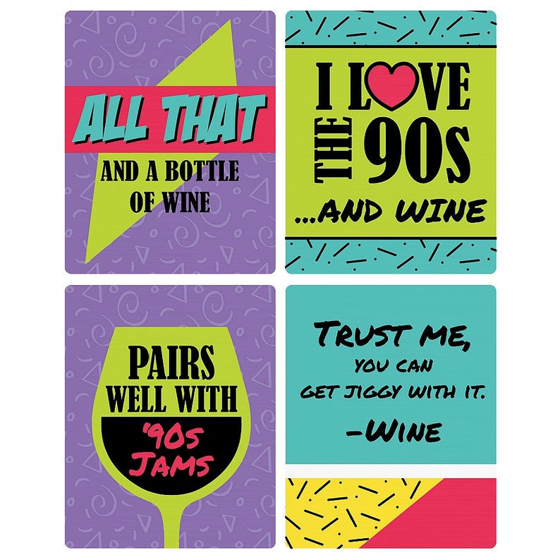 90's Throwback 1990s Party Wine Bottle Labels Totally - Etsy