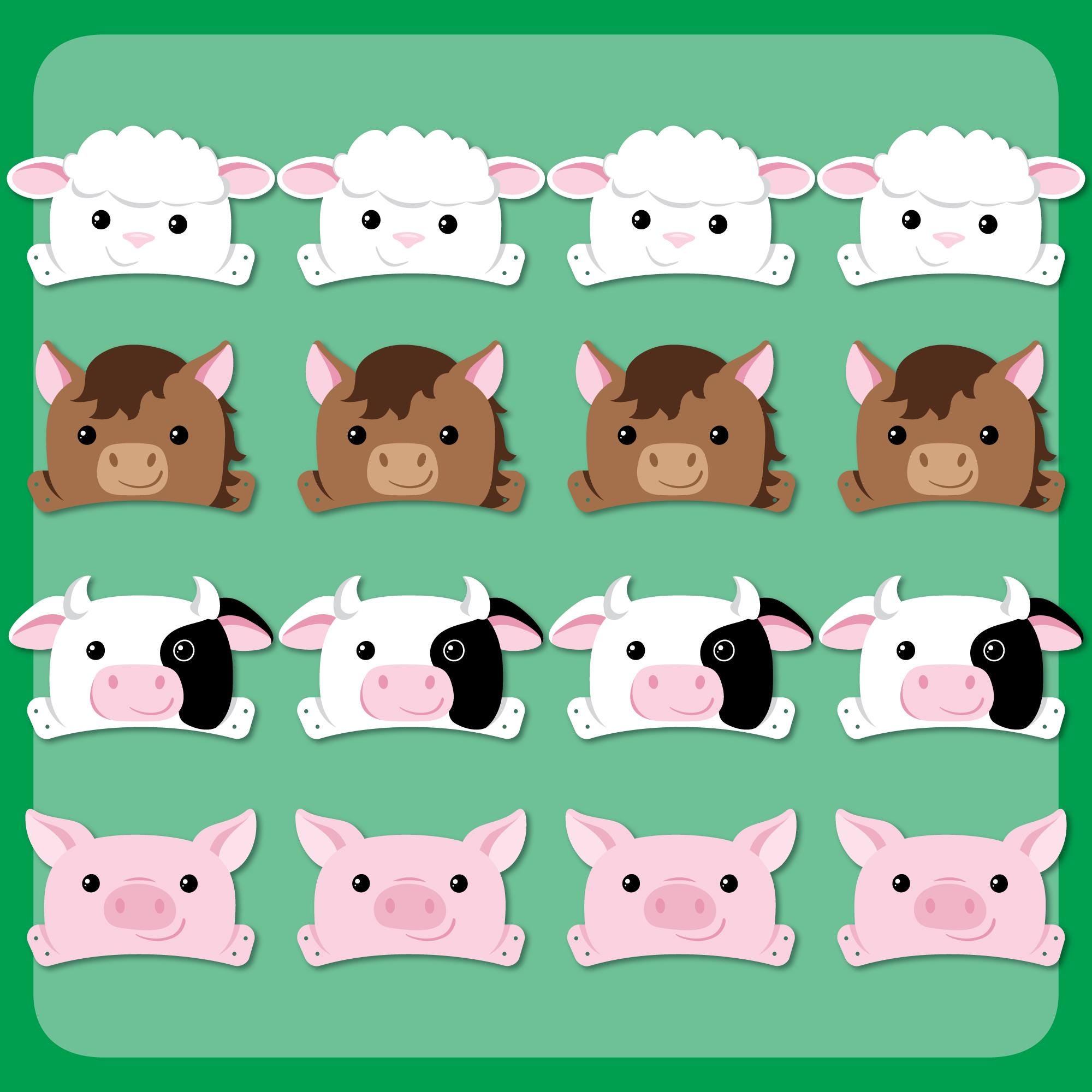 Paper Farm Animal Headbands, Barnyard Party Crowns for Kids Farm ...