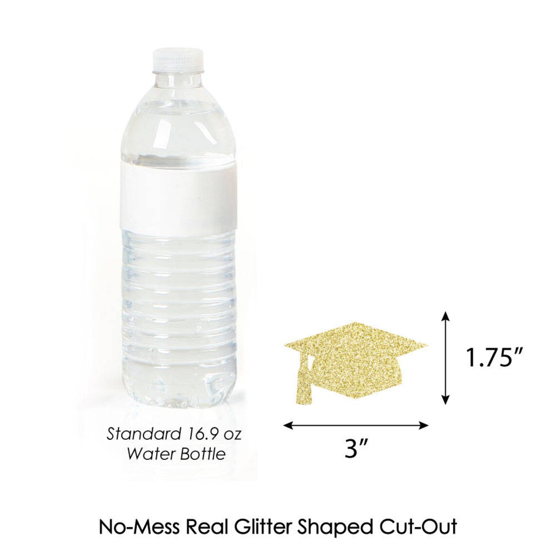 Gold Glitter Grad Caps - No-mess Real Gold Glitter Cut-out Graduation ...
