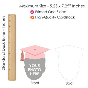 Custom Photo Rose Gold Grad Cap, Fun Face Cutout Decorations ...