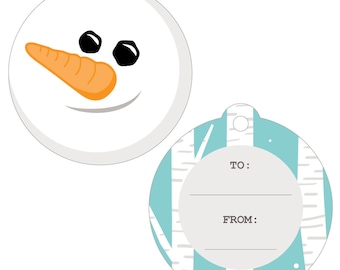 Snowman With Hat & Scarf Christmas Gift Tags Cute - Etsy