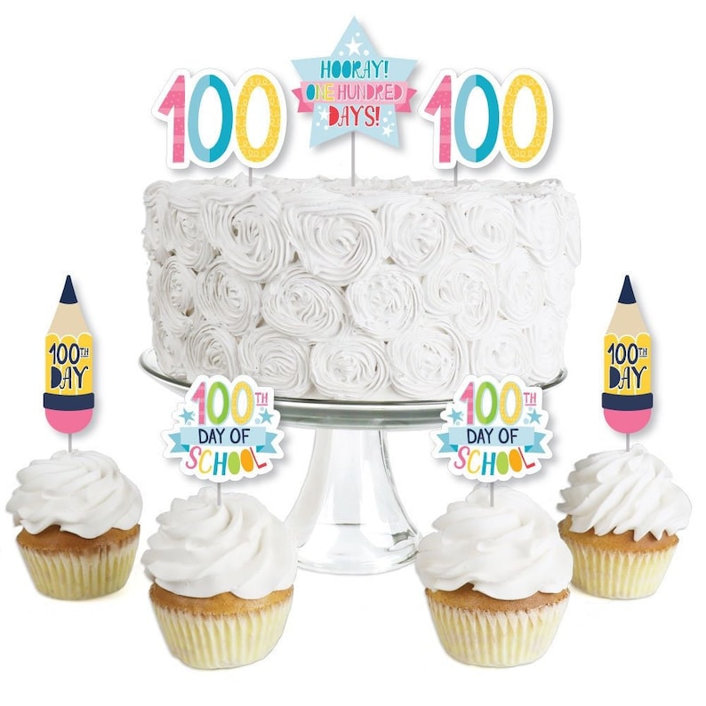 Happy 100th Day of School Dessert Cupcake Toppers 100 Days - Etsy