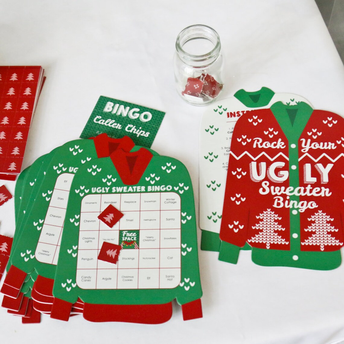 Ugly Sweater Bar Bingo Cards and Markers Holiday and - Etsy