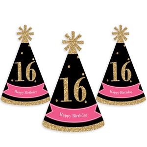 Chic 16th Birthday Cone Happy Birthday Party Hats for Adults - Etsy
